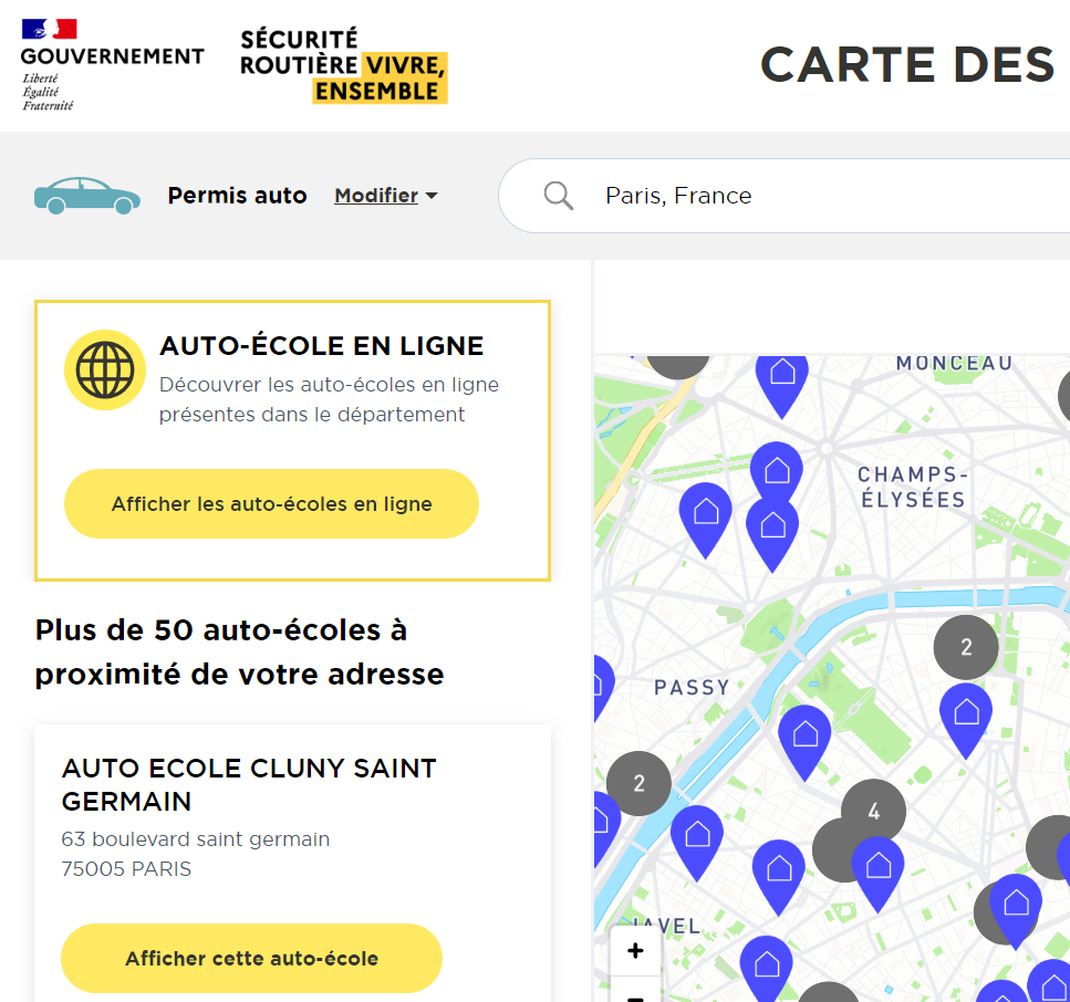 L’État publie la carte officielle des auto-écoles